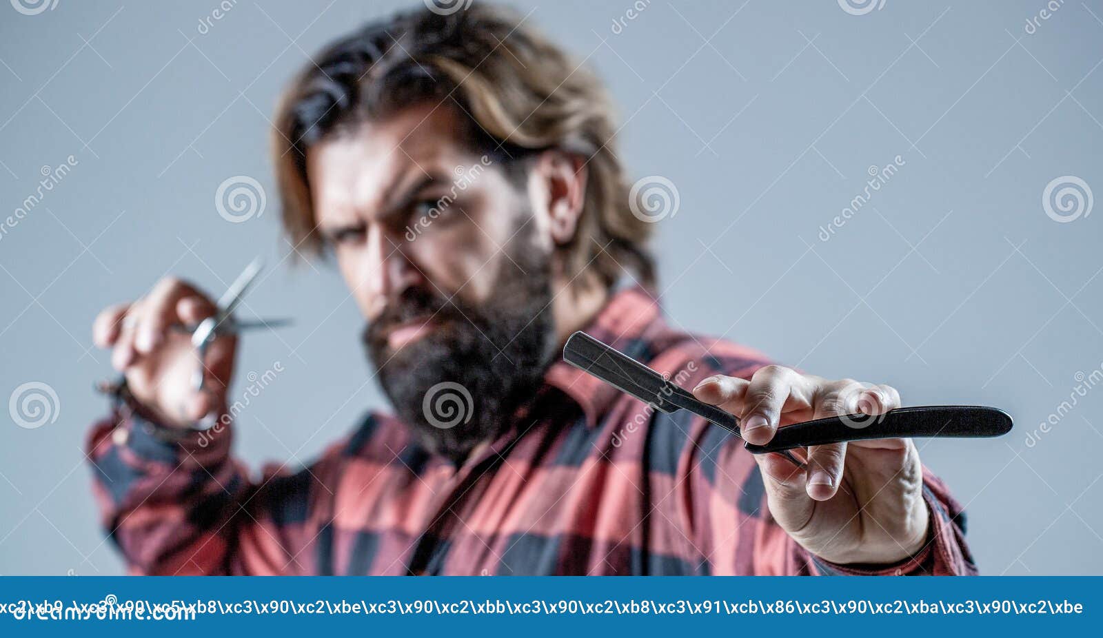 Beard Man Bearded Male Portrait Beard Man Barber Scissors And