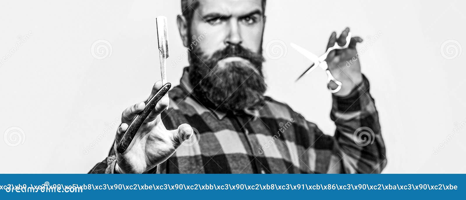 Beard Man Bearded Male Portrait Beard Man Barber Scissors And