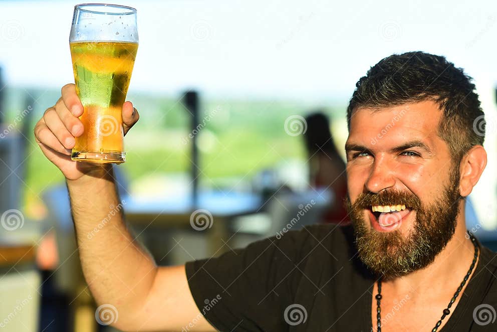Beard Man Drinking Beer from a Beer Mug. Man Drinking Beer. Man with Beer. Stock Image - Image ...