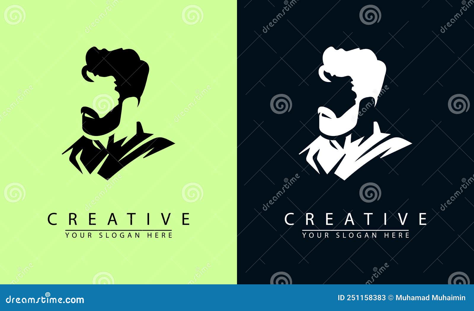 Beard man face silhouette stock vector. Illustration of male - 251158383