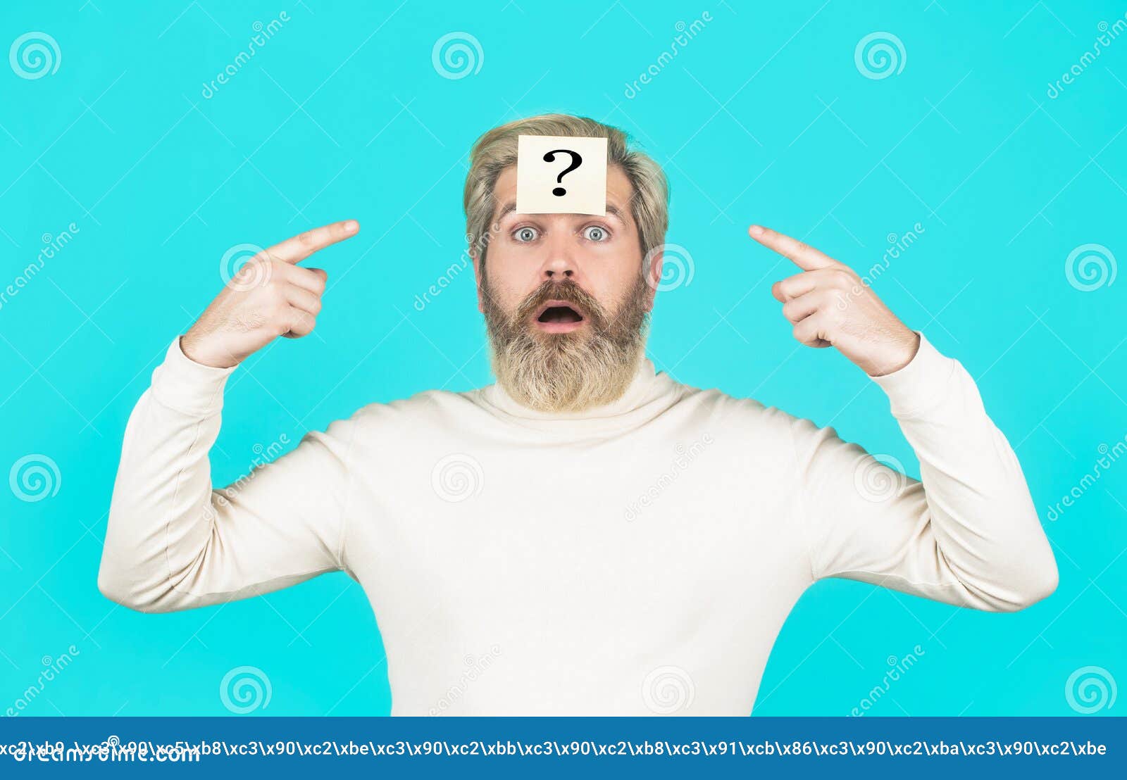 Beard Man Question Mark in Head, Solution Problems. Thinking Man with ...