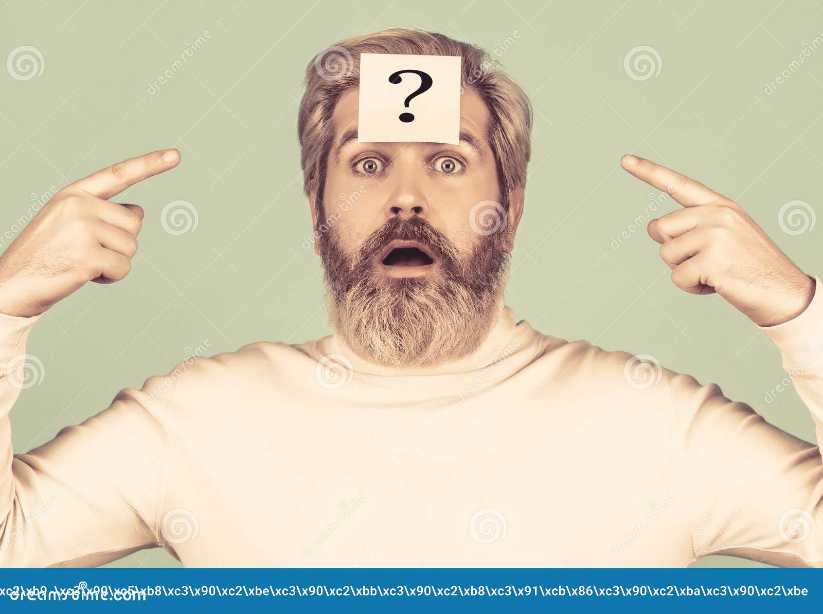 Beard Man Question Mark in Head, Solution Problems. Thinking Man with ...