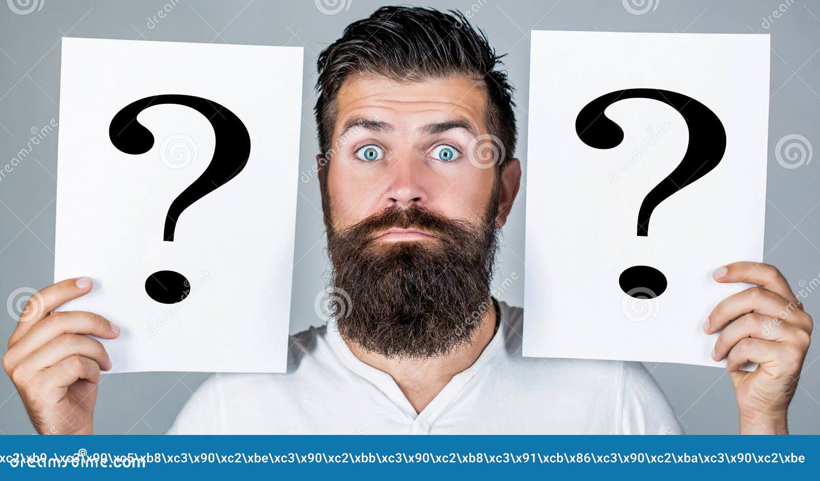 Beard Man Question Mark, Solution Problems. Thinking Man with Question ...