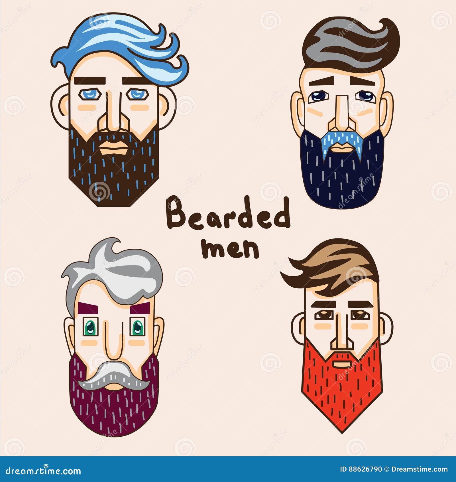 Beard men vector stock vector. Illustration of vector - 88626790