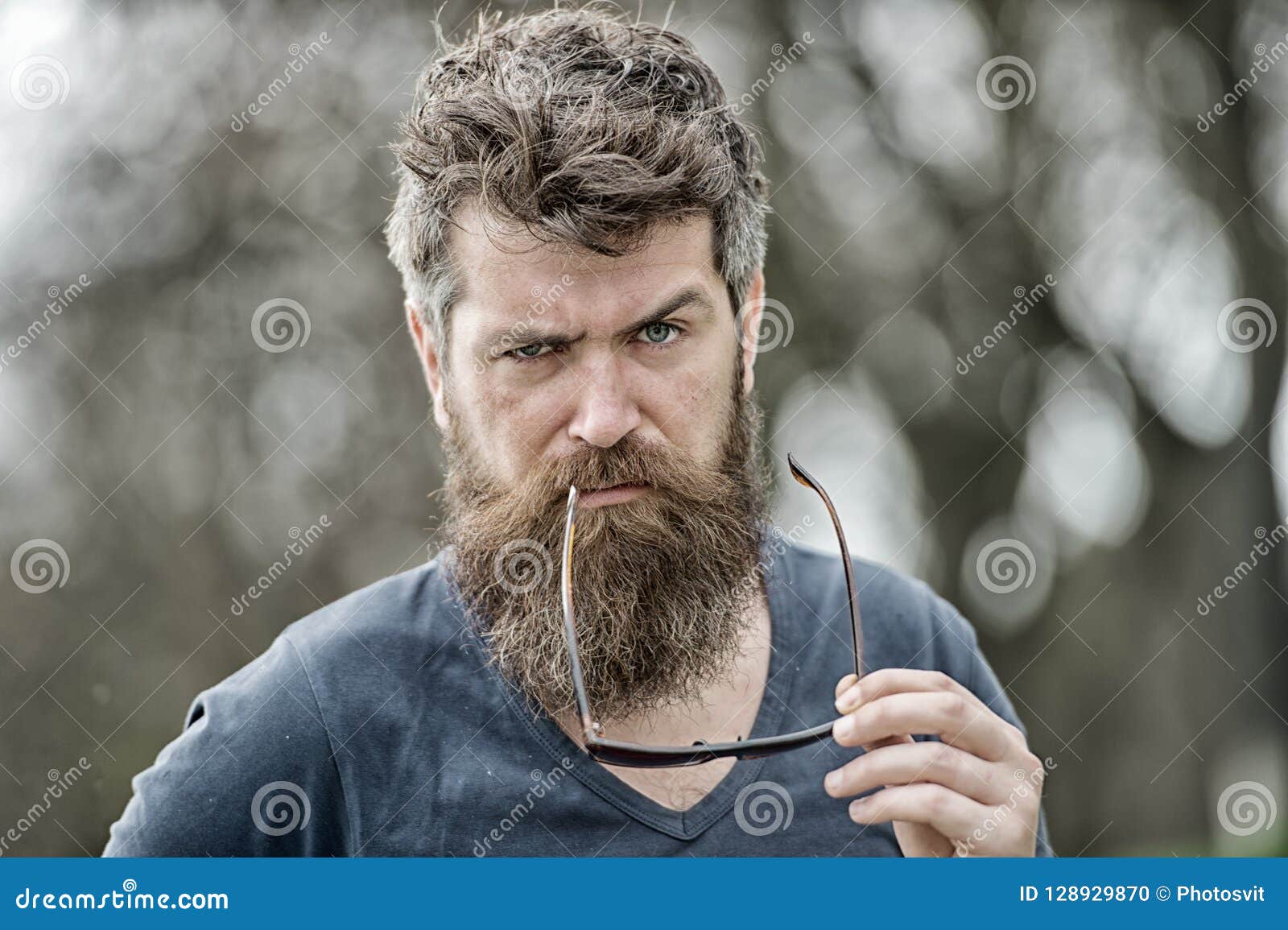 Beard Represent Masculinity. Macho with Beard and Mustache Strict Face ...