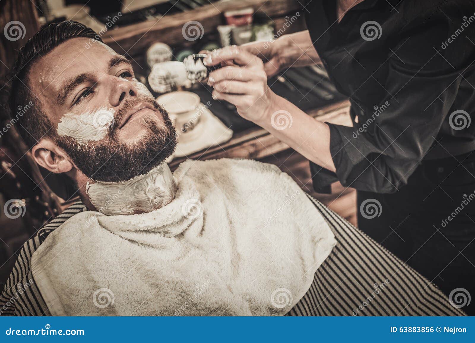Beard Shaving In Barber Shop Royalty-Free Stock Photography ...