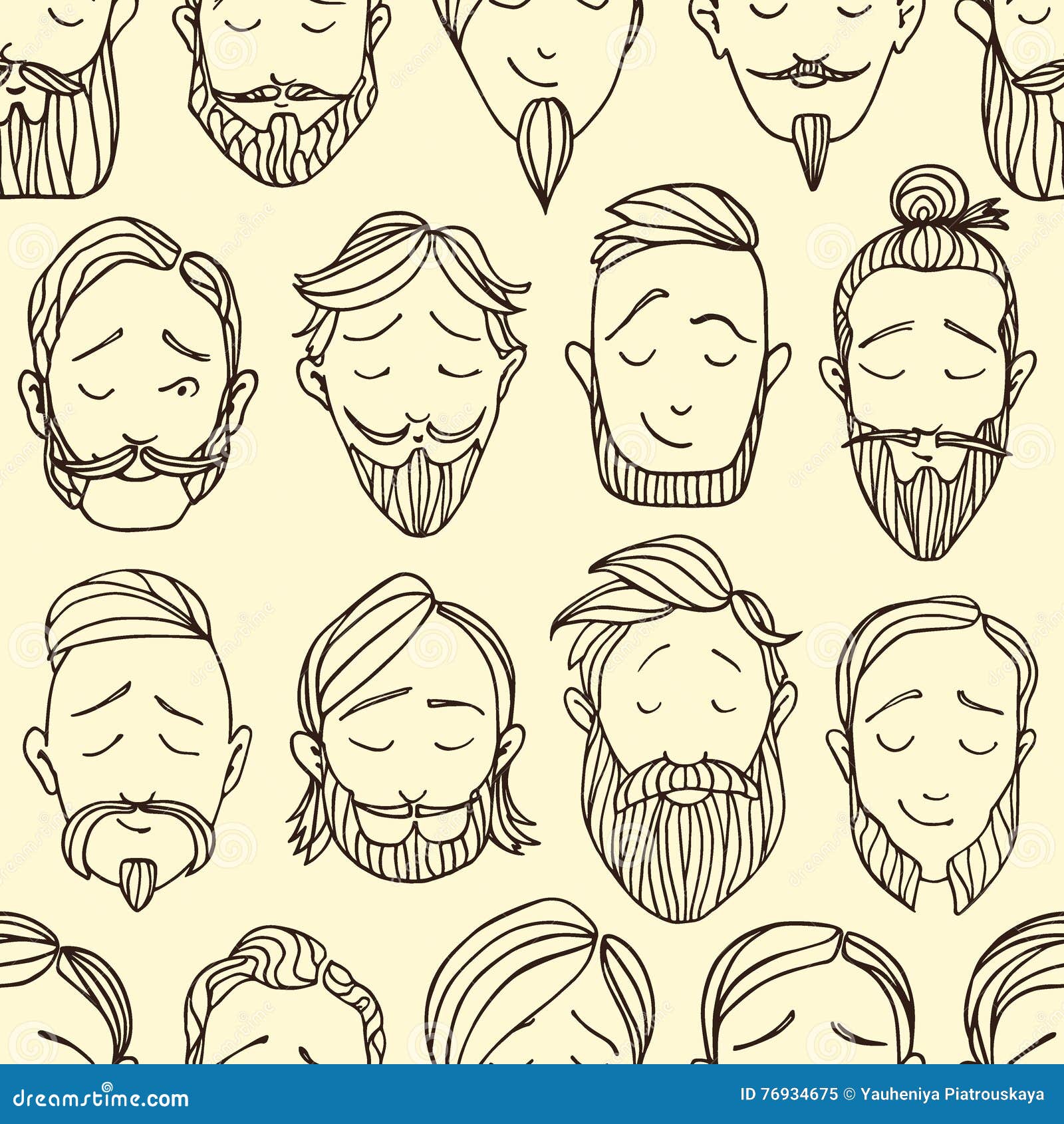 Beard Styles Pattern Cartoon Vector | CartoonDealer.com #76934675
