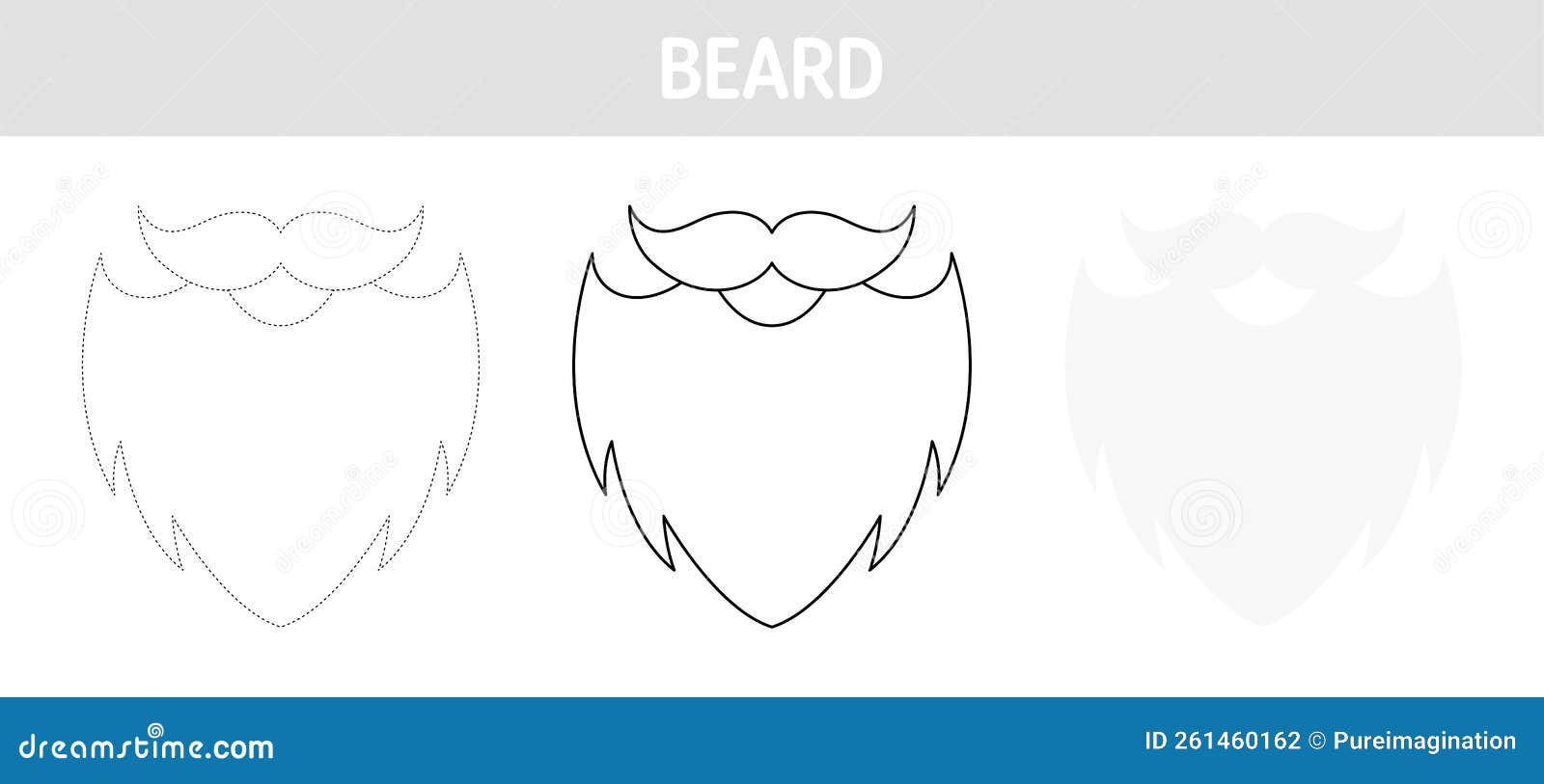 Beard Tracing and Coloring Worksheet for Kids Stock Vector ...