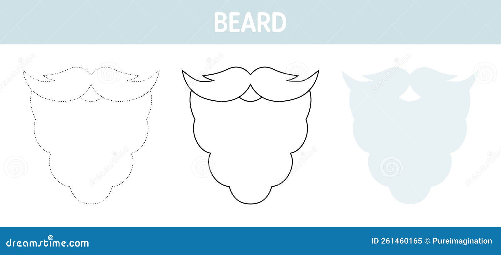 Beard Tracing and Coloring Worksheet for Kids Stock Vector ...