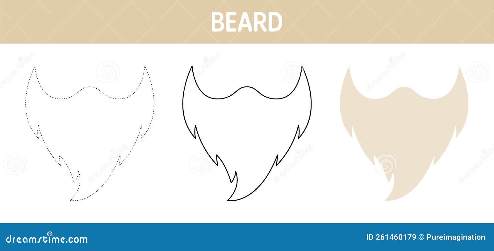 Beard Tracing and Coloring Worksheet for Kids Stock Vector ...