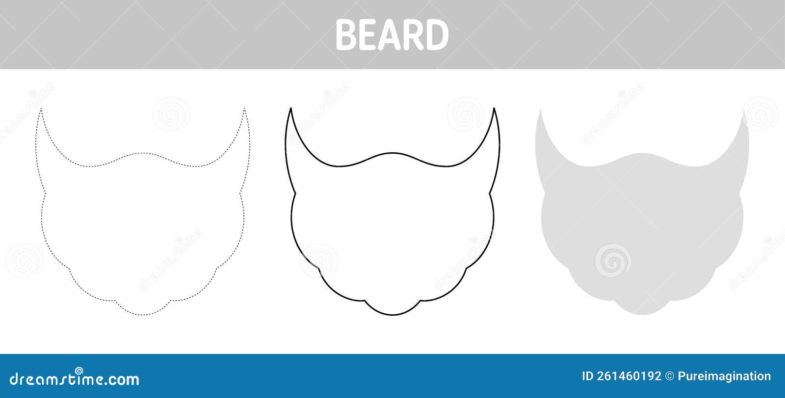 Beard Tracing and Coloring Worksheet for Kids Stock Vector ...