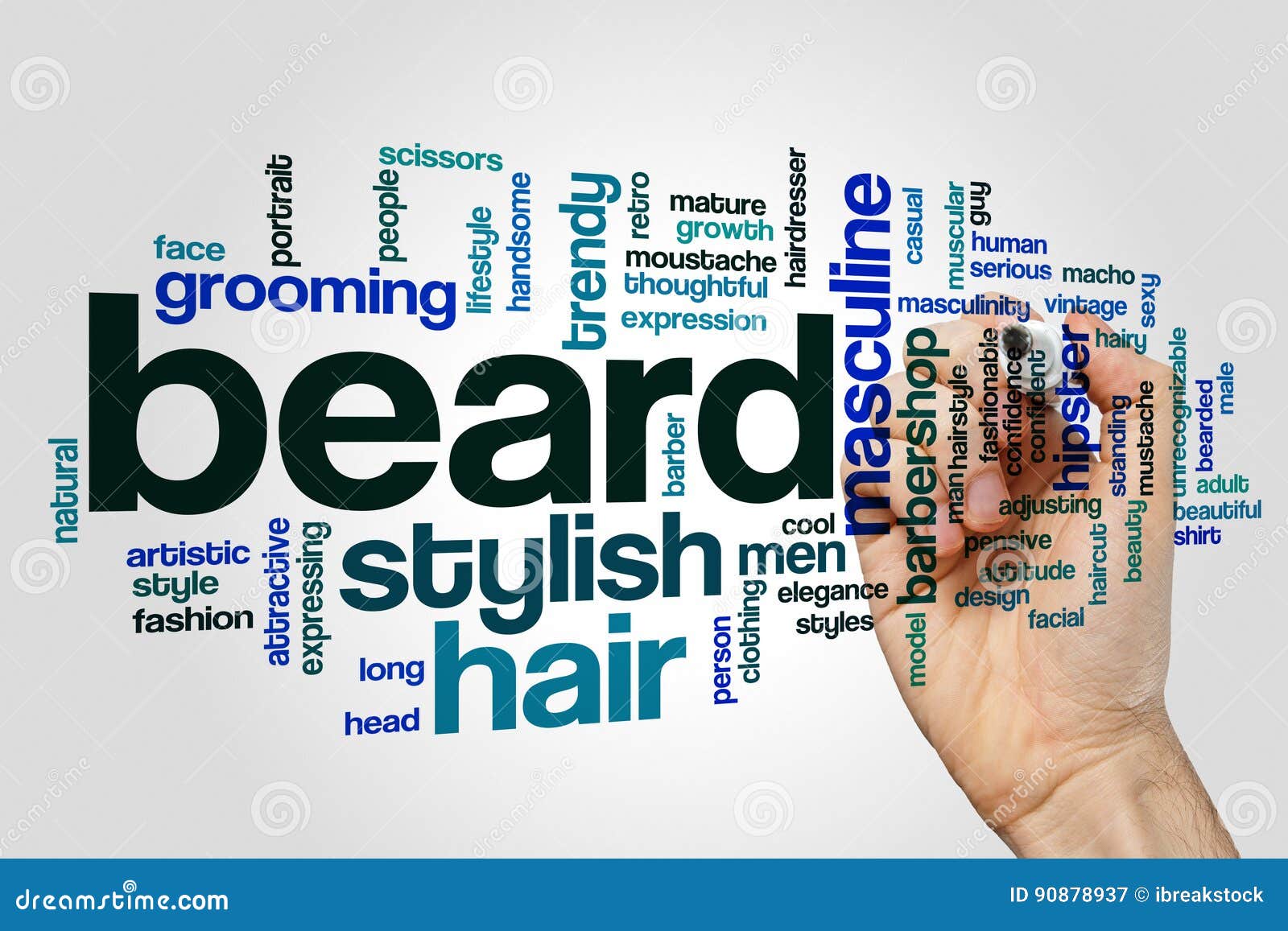 Beard Word Cloud Concept on Grey Background Stock Image - Image of male ...