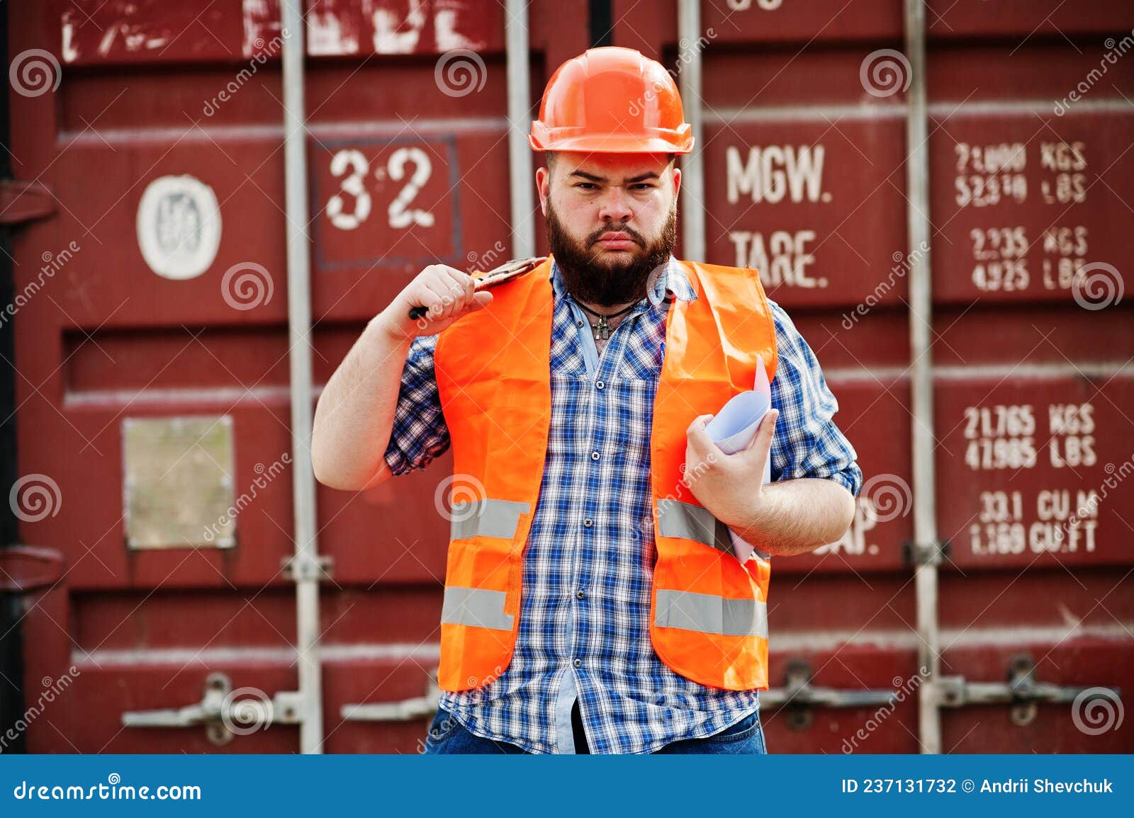 Brutal Beard Worker Man Suit Construction Worker Stock Photo - Image of ...