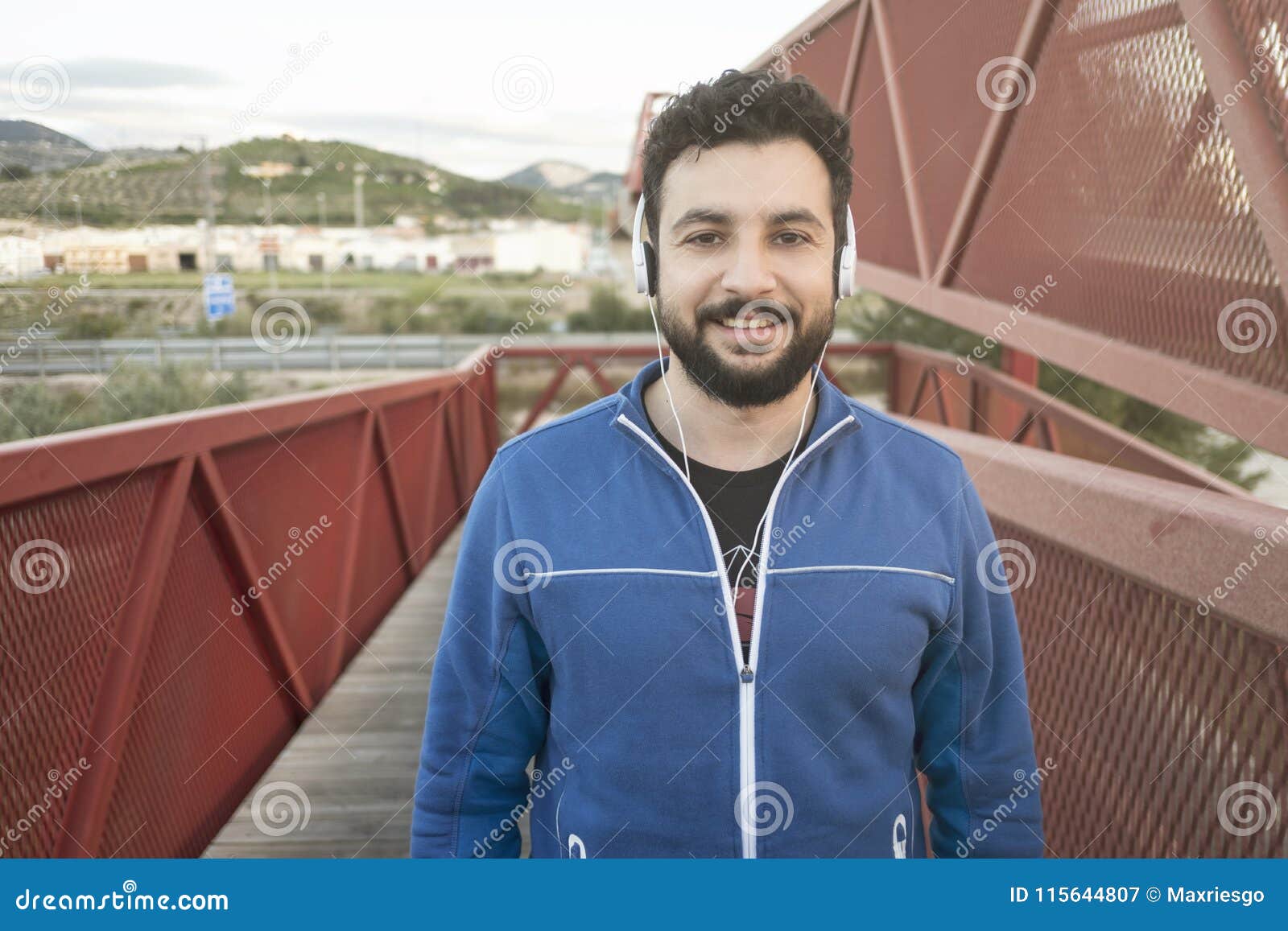 Bearded Adult Runner Training in Outdoors Image Stock Image - Image of ...