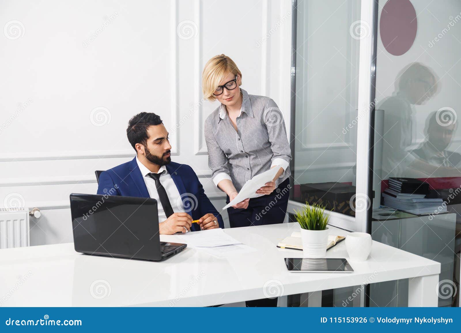 Reporting a Work stock photo. Image of director, male - 115153926