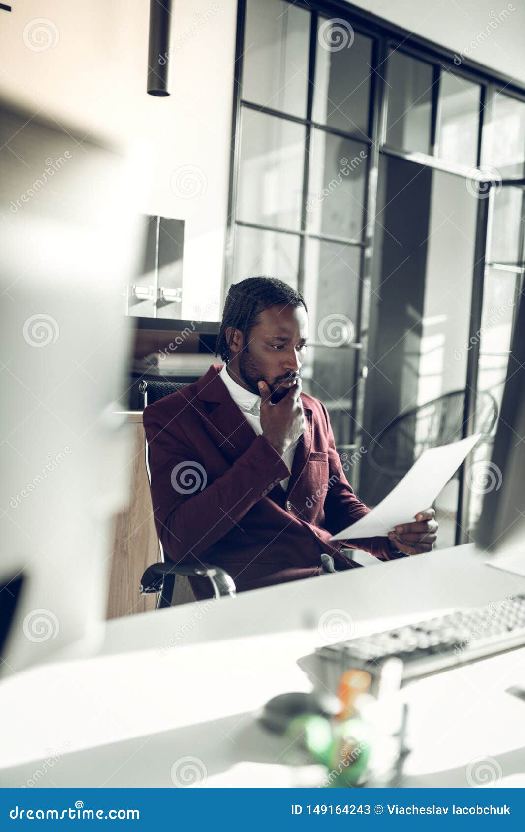 Bearded Businessman Wearing Stylish Jacket Feeling Thoughtful Stock ... Bearded Businessman Wearing Stylish Jacket Feeling Thoughtful Stock ...