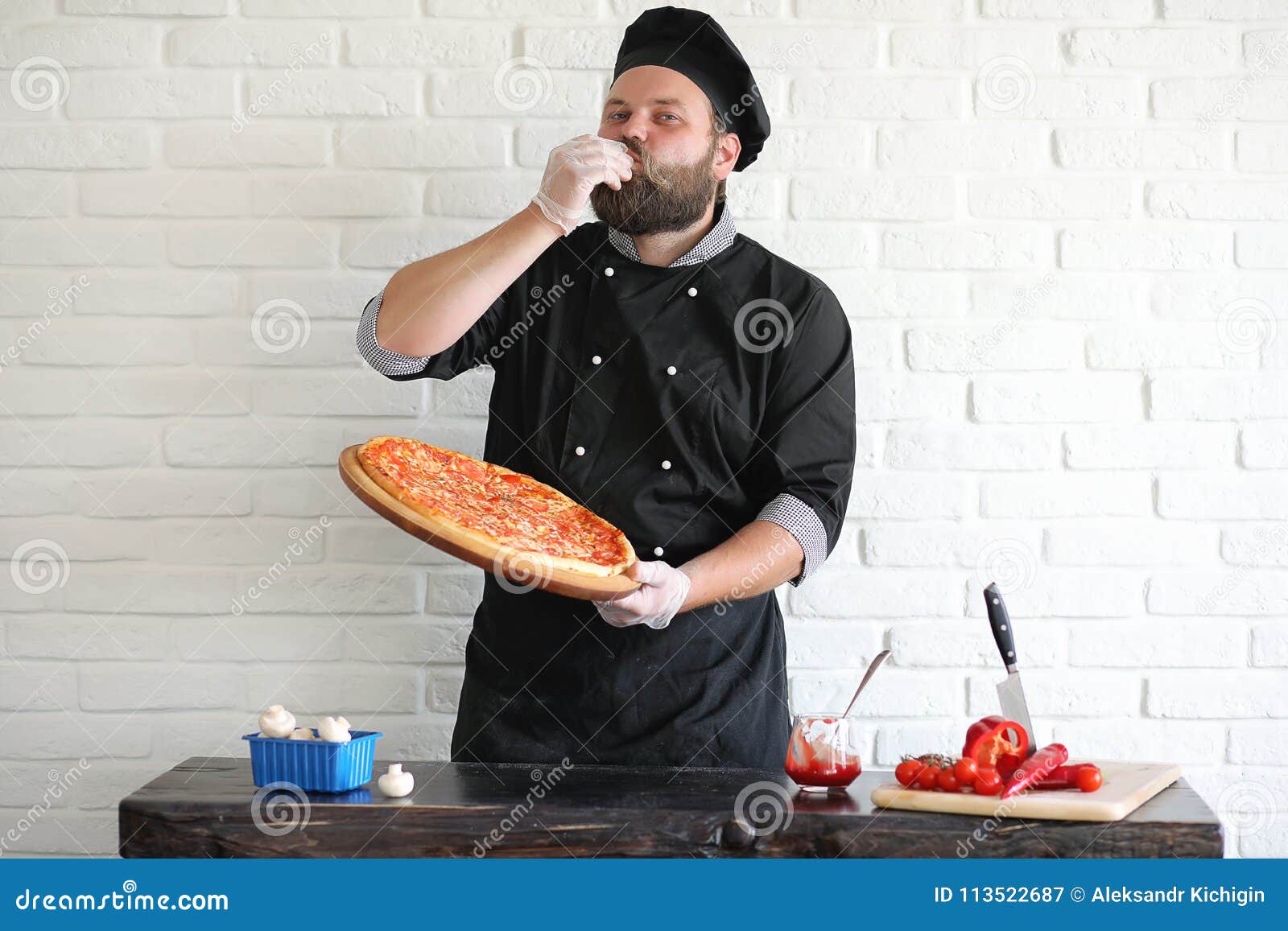Bearded Chef Chef Prepares Meals Stock Image - Image of adult, kitchen ...