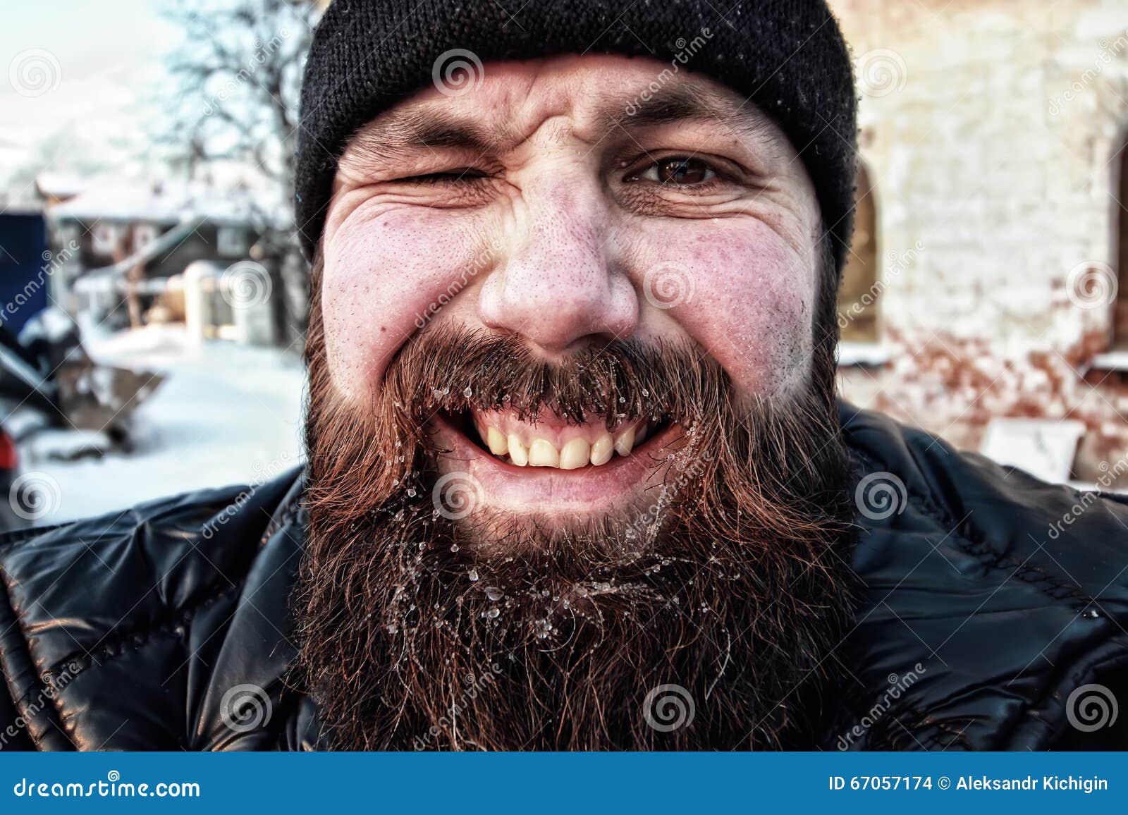 Bearded dirty man winter stock photo. Image of face, expression - 67057174