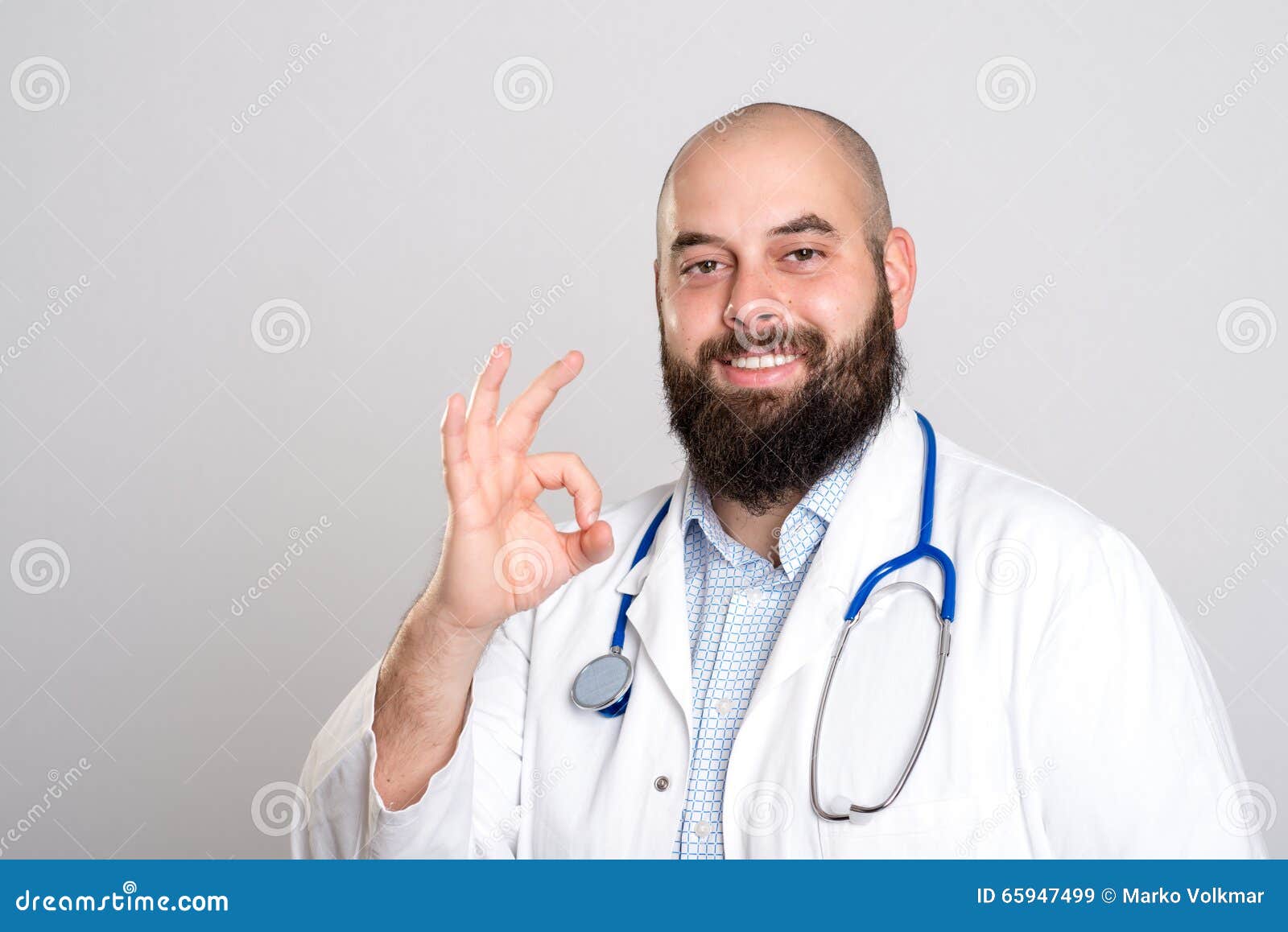 Bearded Doctor in White Coat- All Right Stock Image - Image of hospital ...