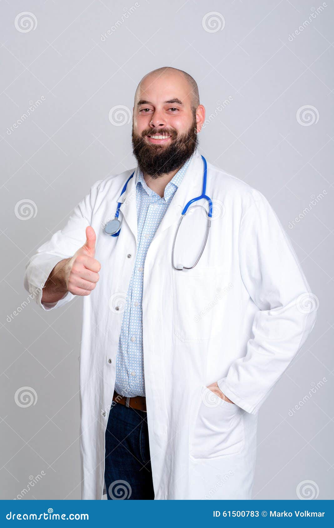 Bearded Doctor in White Coat and Thumb Up Stock Image - Image of ...