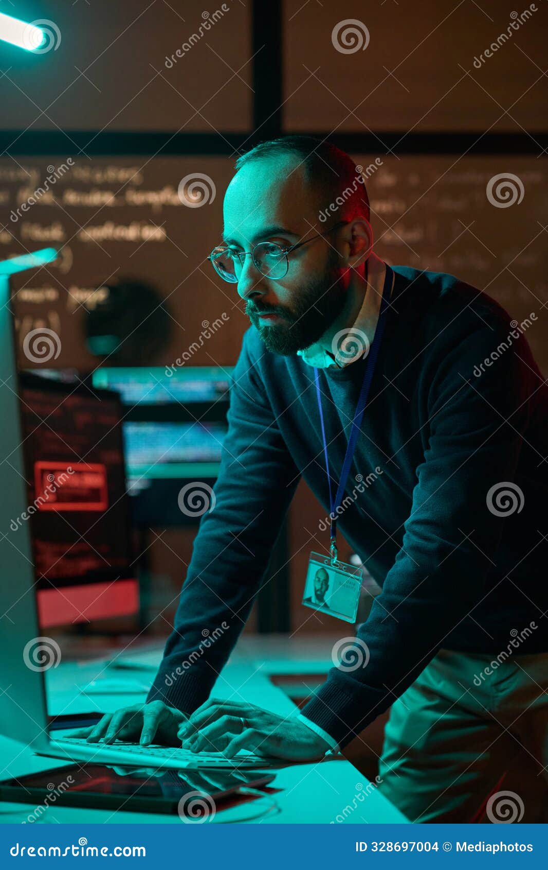 Bearded it Engineer Using Computer Stock Photo - Image of virus ...