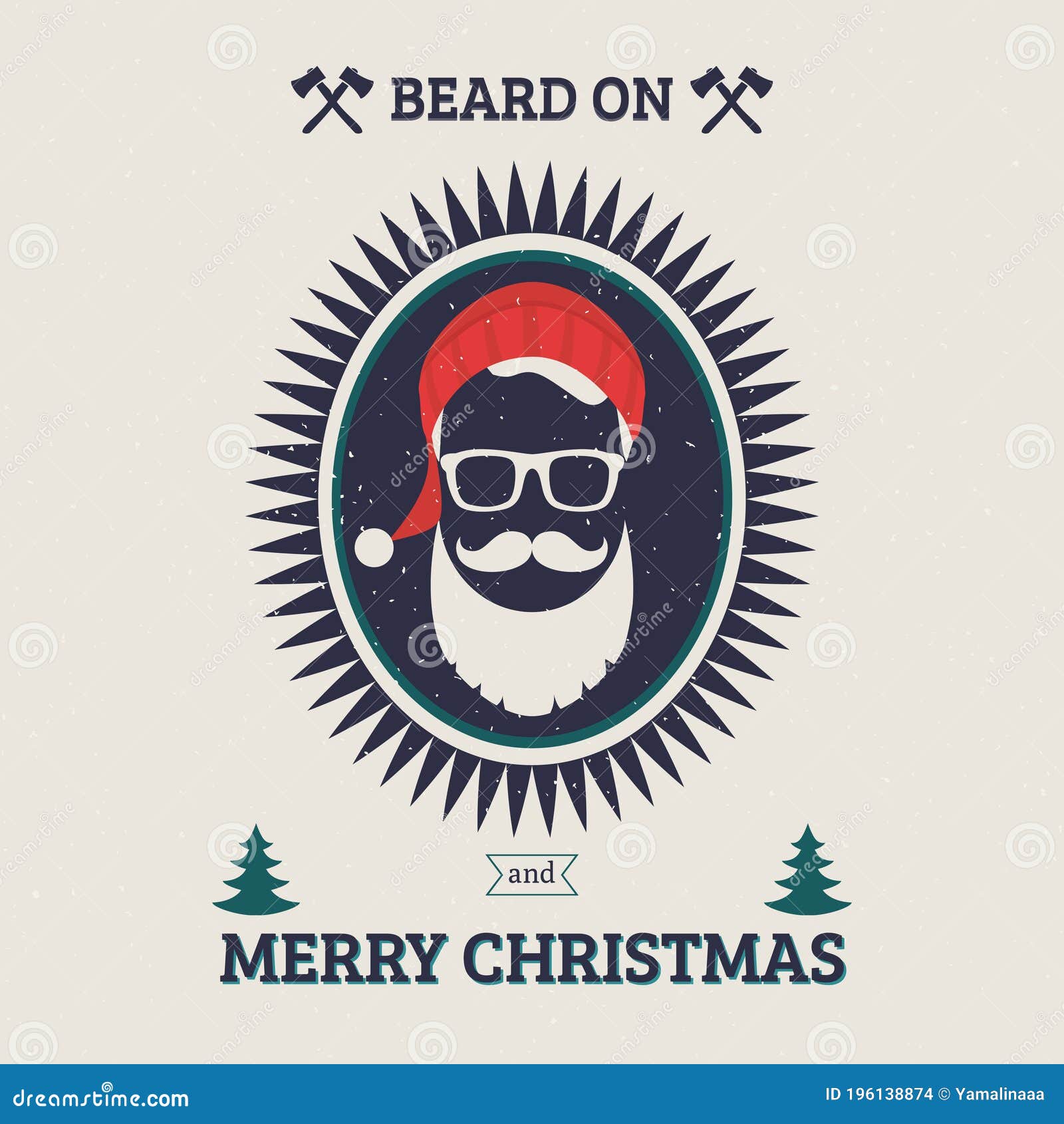 Bearded Face Illustration. Christmas Santa Design Stock Vector ...