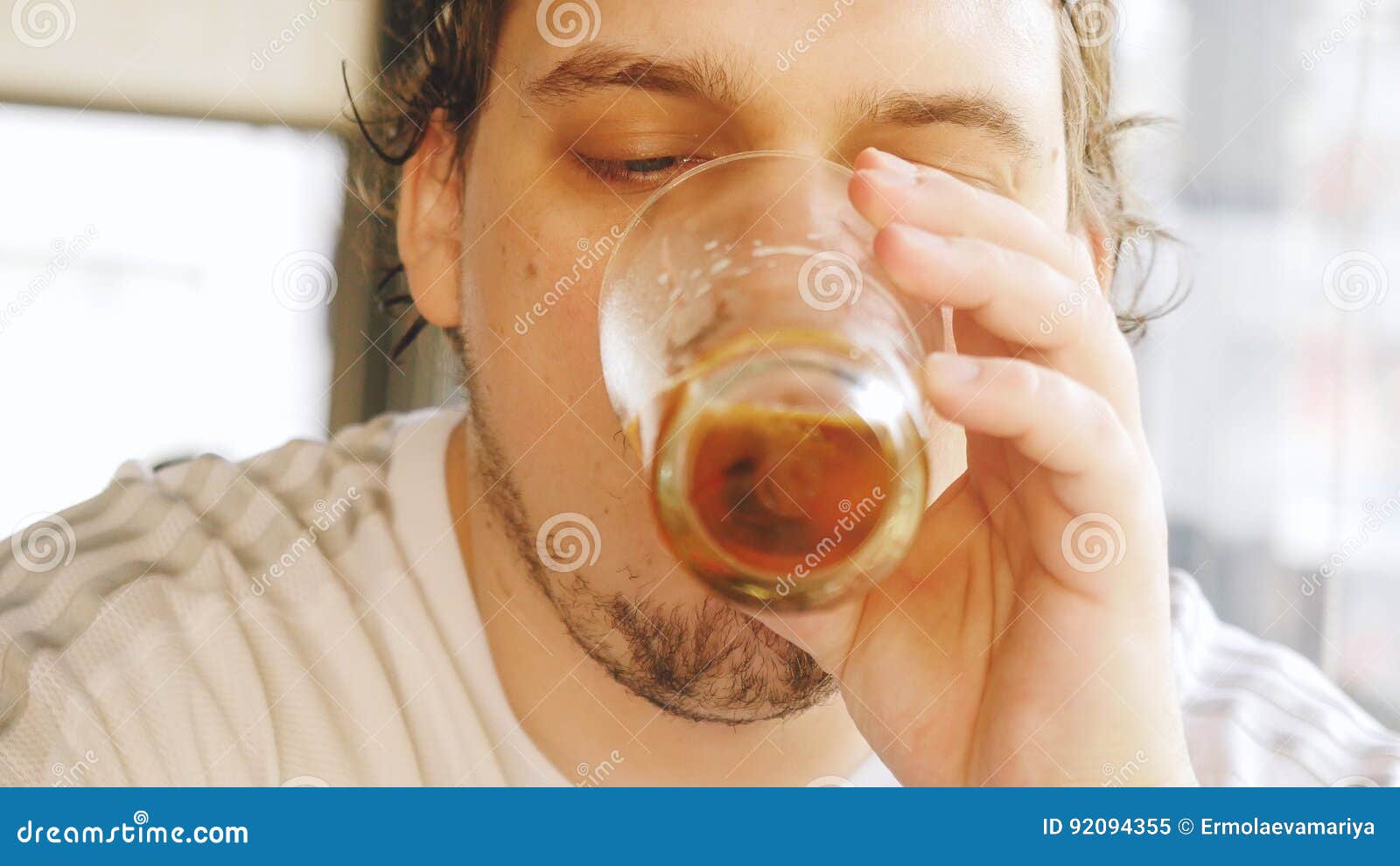 Bearded Fat Man Drinking Beer and Enjoying Beverage at Pub Bar Stock ...