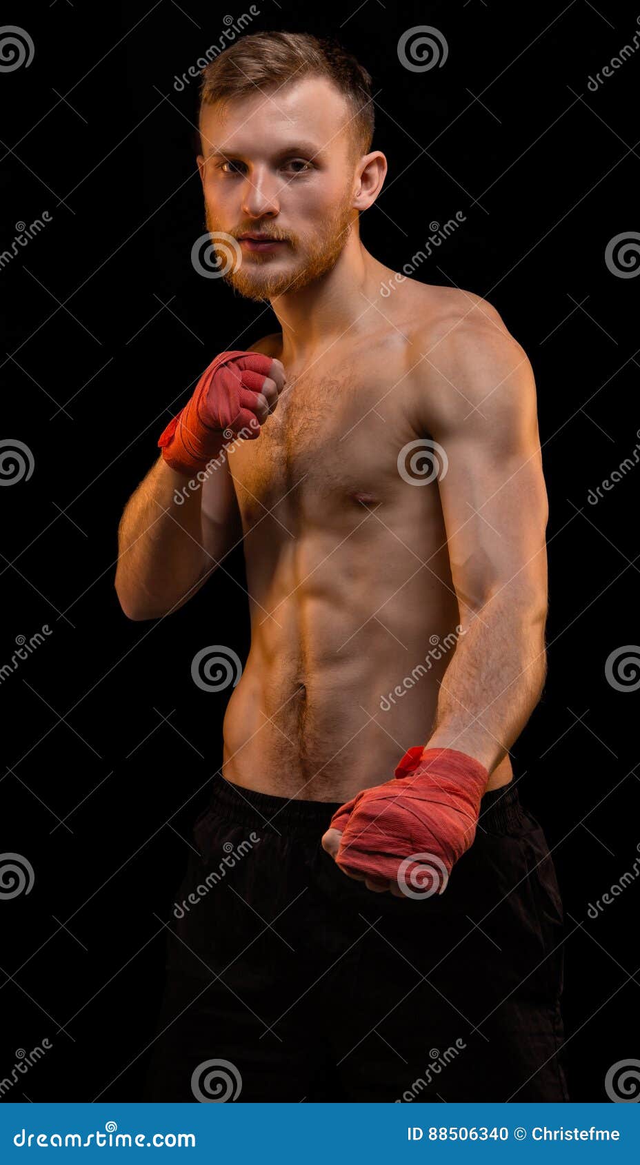 Bearded Fighter with Boxing Bandages Stock Photo - Image of fighter ...