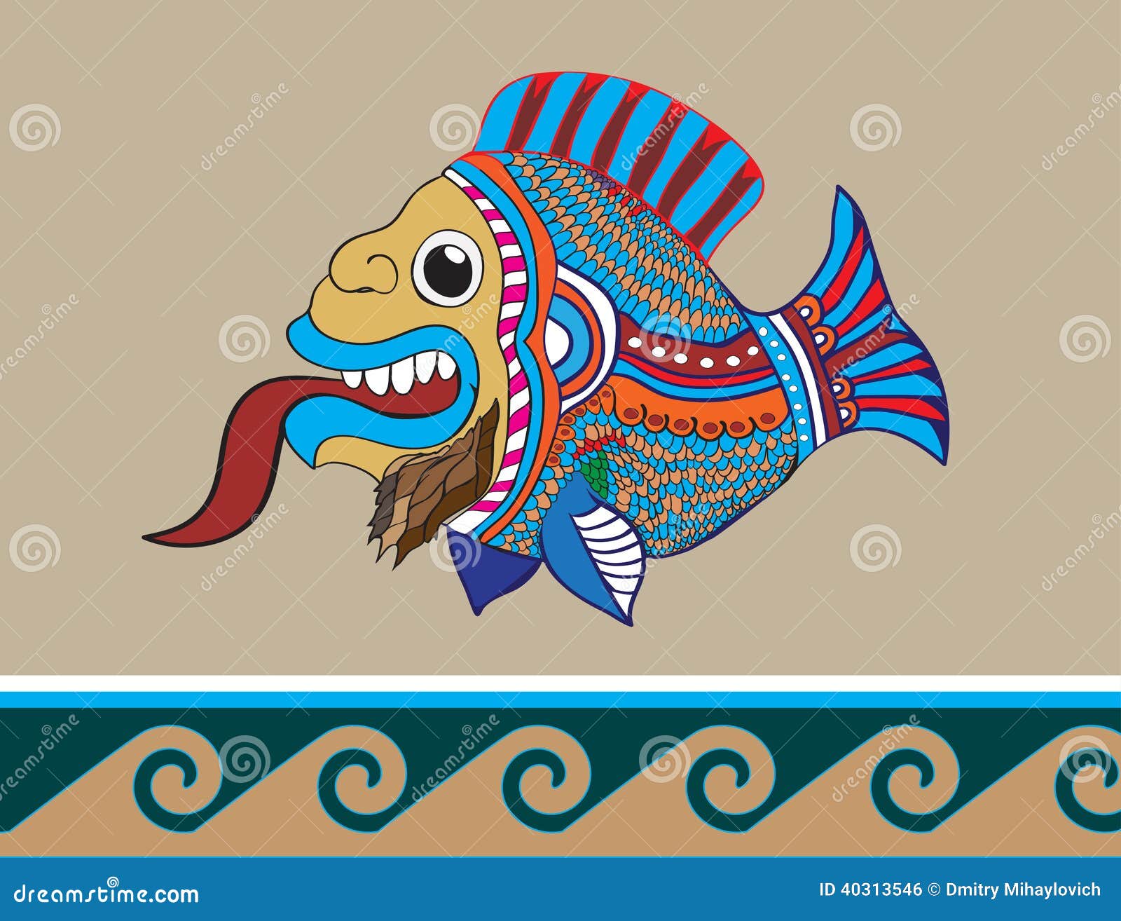 Bearded fish stock vector. Illustration of teeth, fins - 40313546