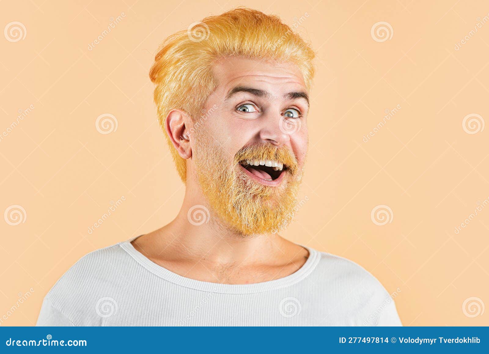 Bearded Happy Man Smile Face Barber With Long Beard And Moustache In