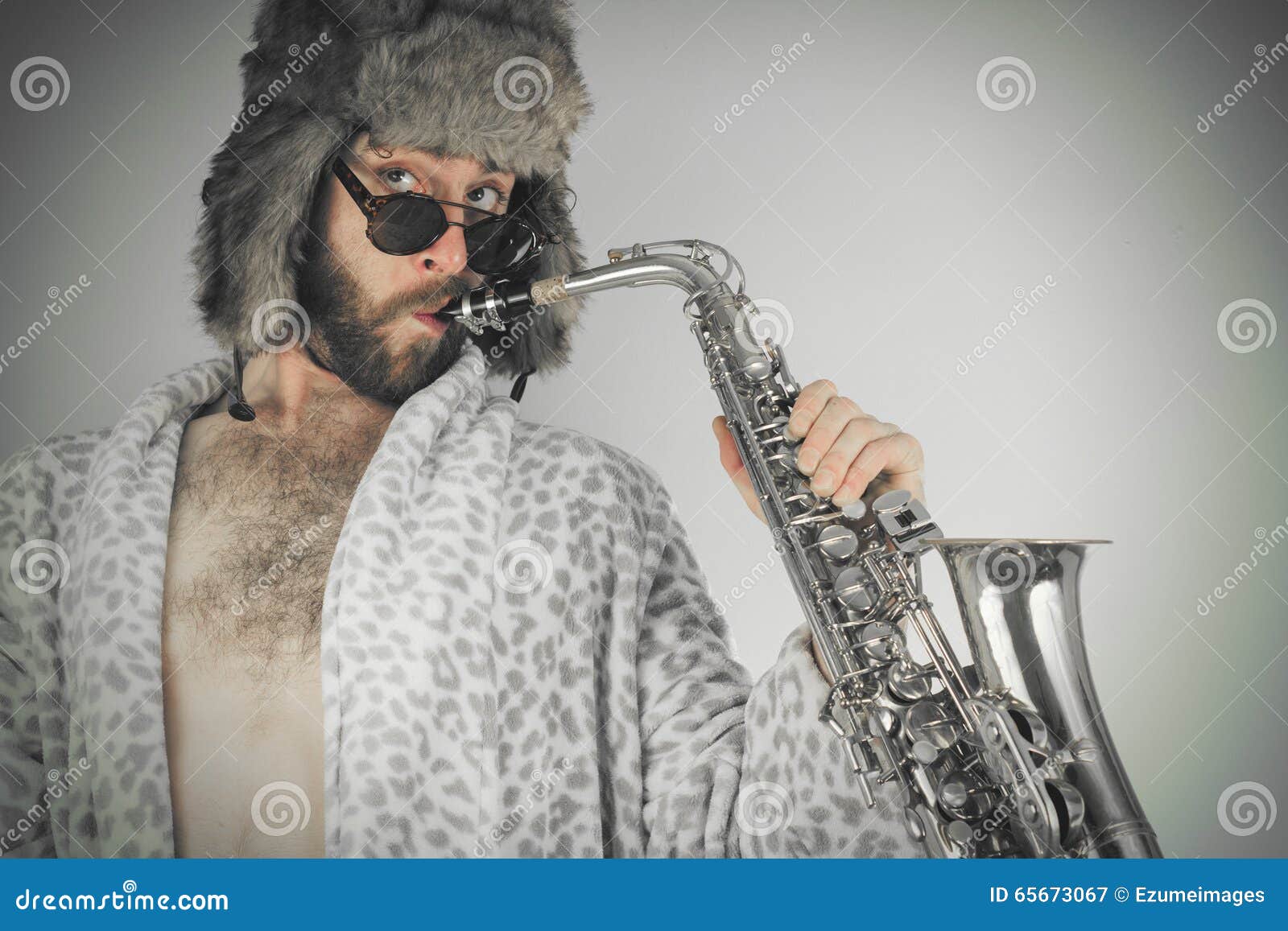 Bearded Hipster Saxophone stock image. Image of beard - 65673067