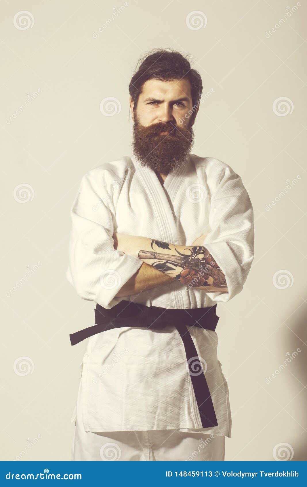 Bearded Karate Man, Brutal Caucasian Serious Hipster In Kimono Stock ... Bearded Karate Man, Brutal Caucasian Serious Hipster In Kimono Stock ...
