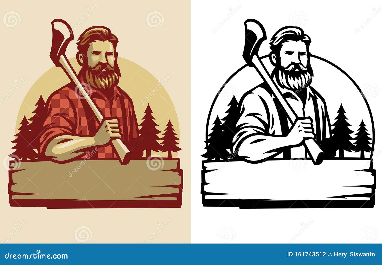 Lumberjack Mascot Holding The Axe Vector Illustration | CartoonDealer ...