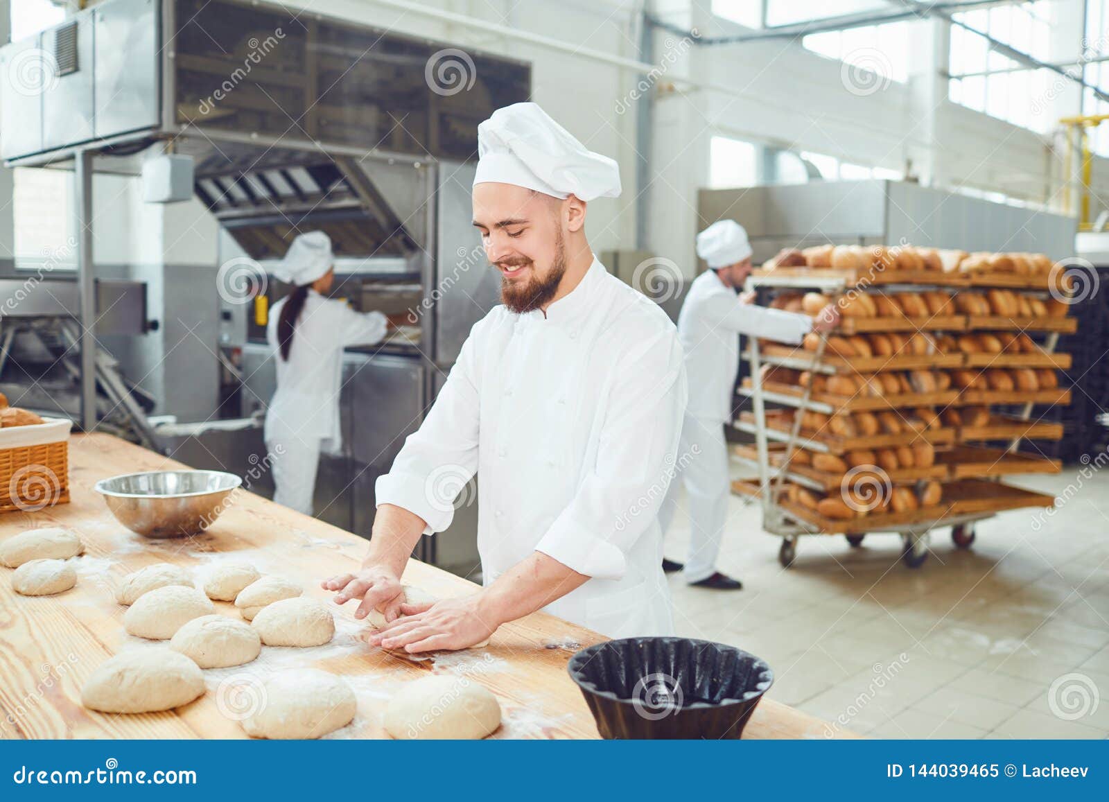 Bearded Man Baker at the Bakery. Stock Image - Image of kitchen, team ...