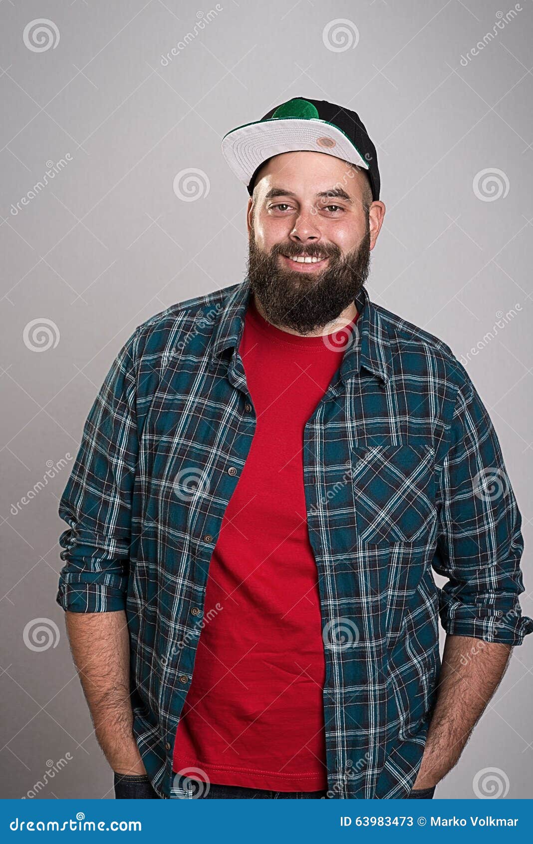 Bearded Man with Baseball Cap is Smiling Stock Image - Image of model ...