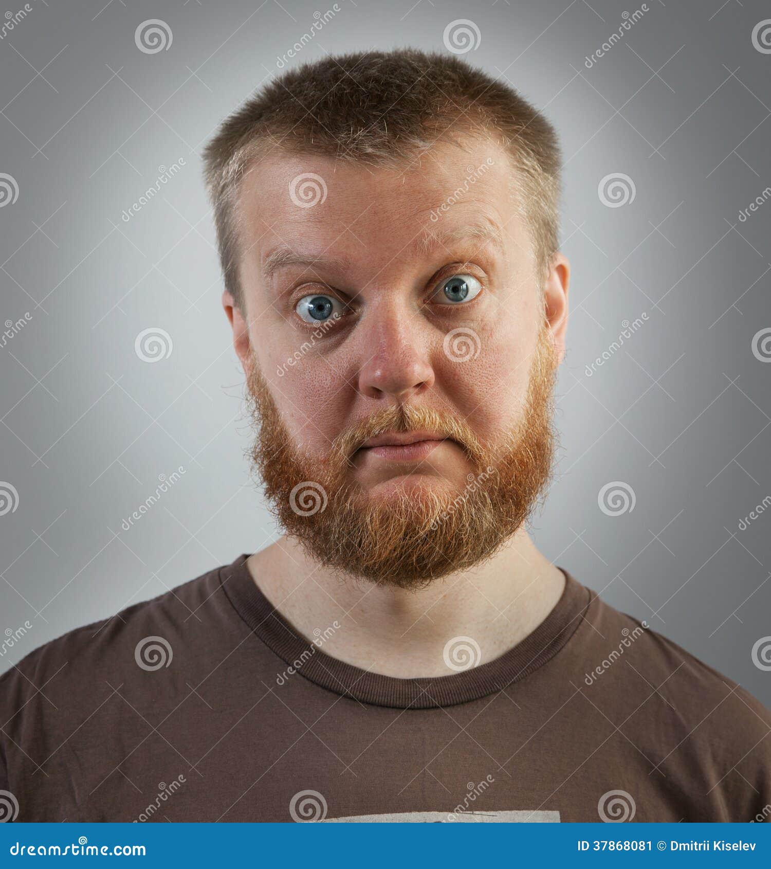 Bearded Man with Bulging Eyes Stock Image - Image of grimace, casual ...