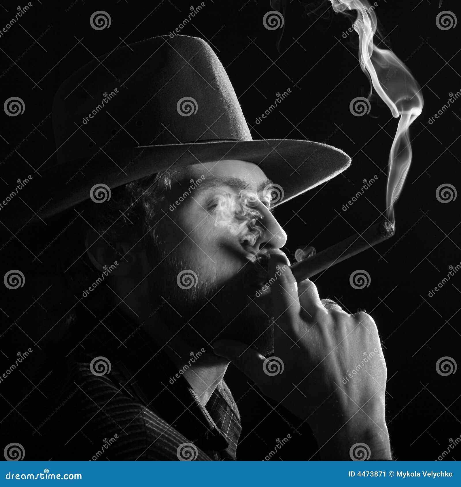 Bearded man with a cigar stock image. Image of white, beauty - 4473871