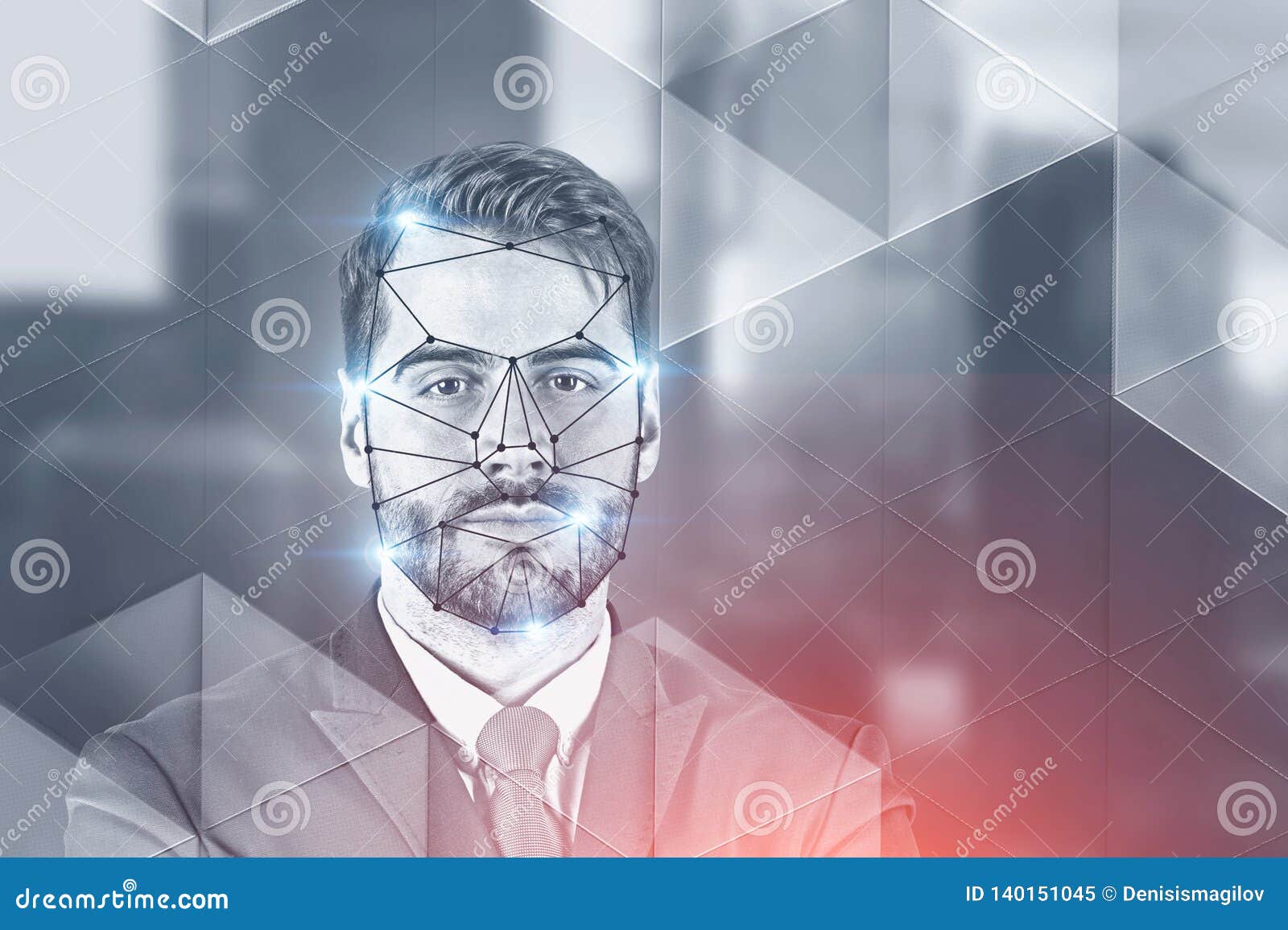 Bearded Man Face Recognition, Triangles Stock Illustration ...