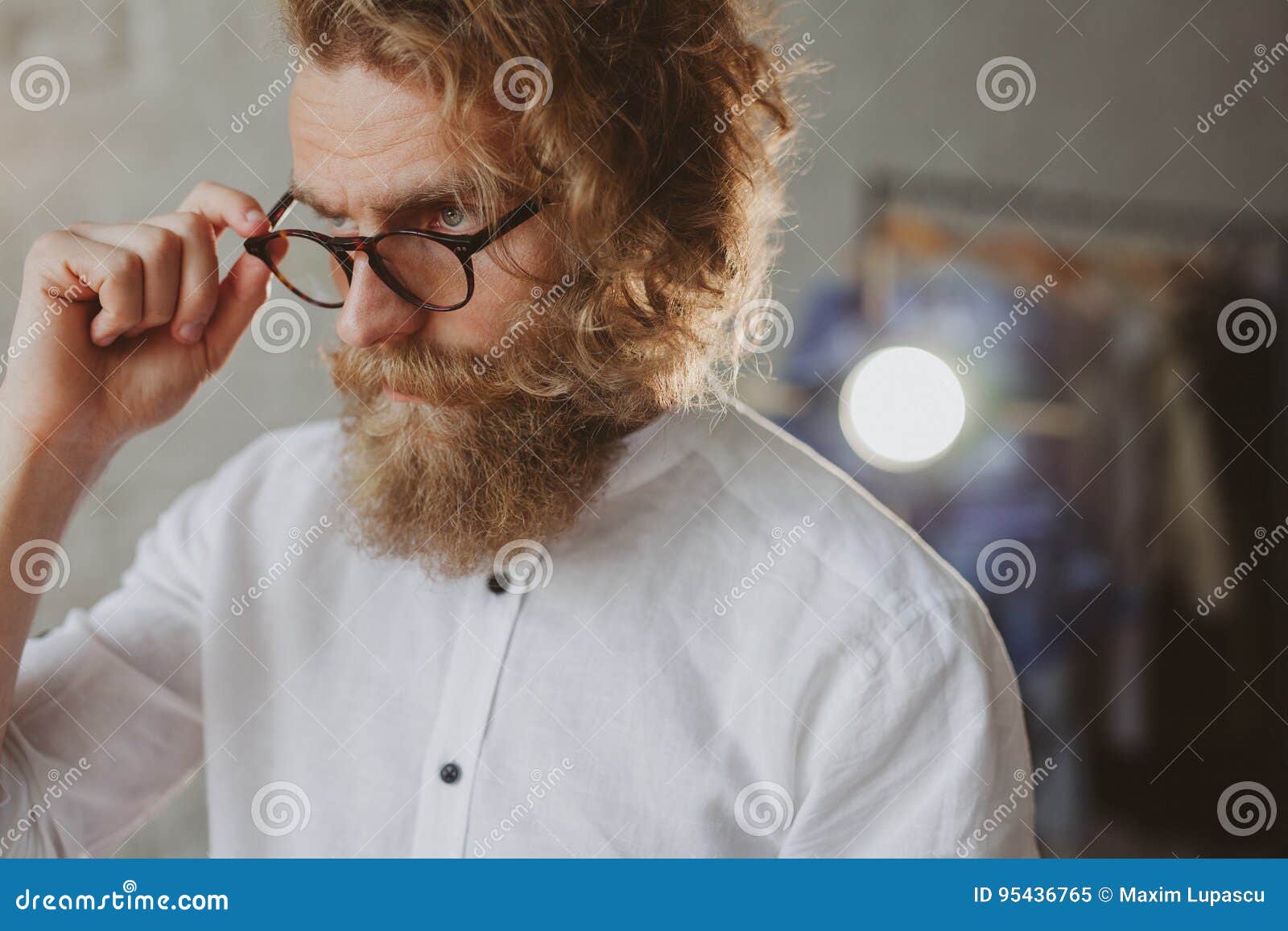 Bearded Man with Glasses Posing in Studio Stock Image - Image of ...