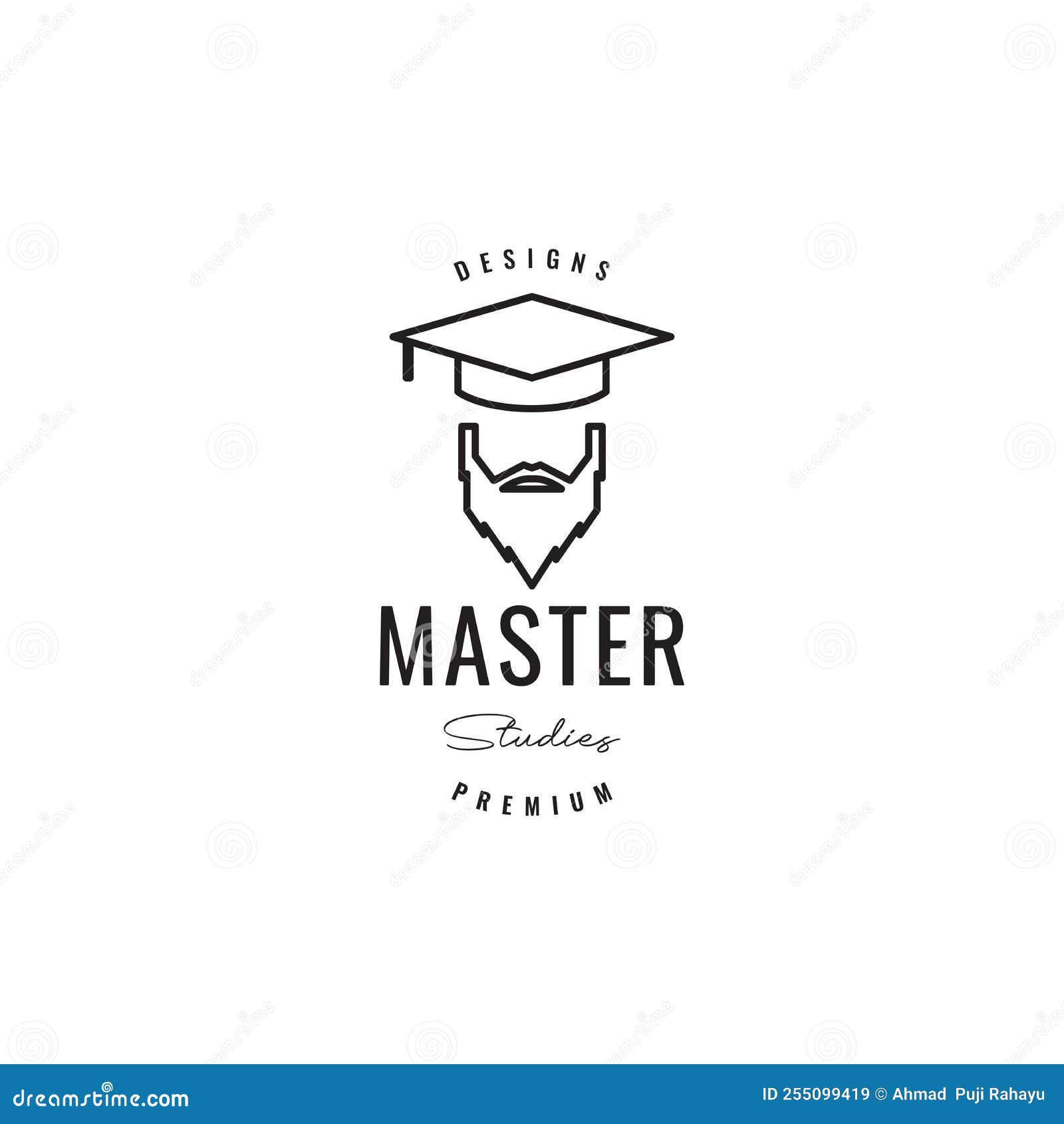 Bearded Man with Graduate Hat Logo Stock Vector - Illustration of ...