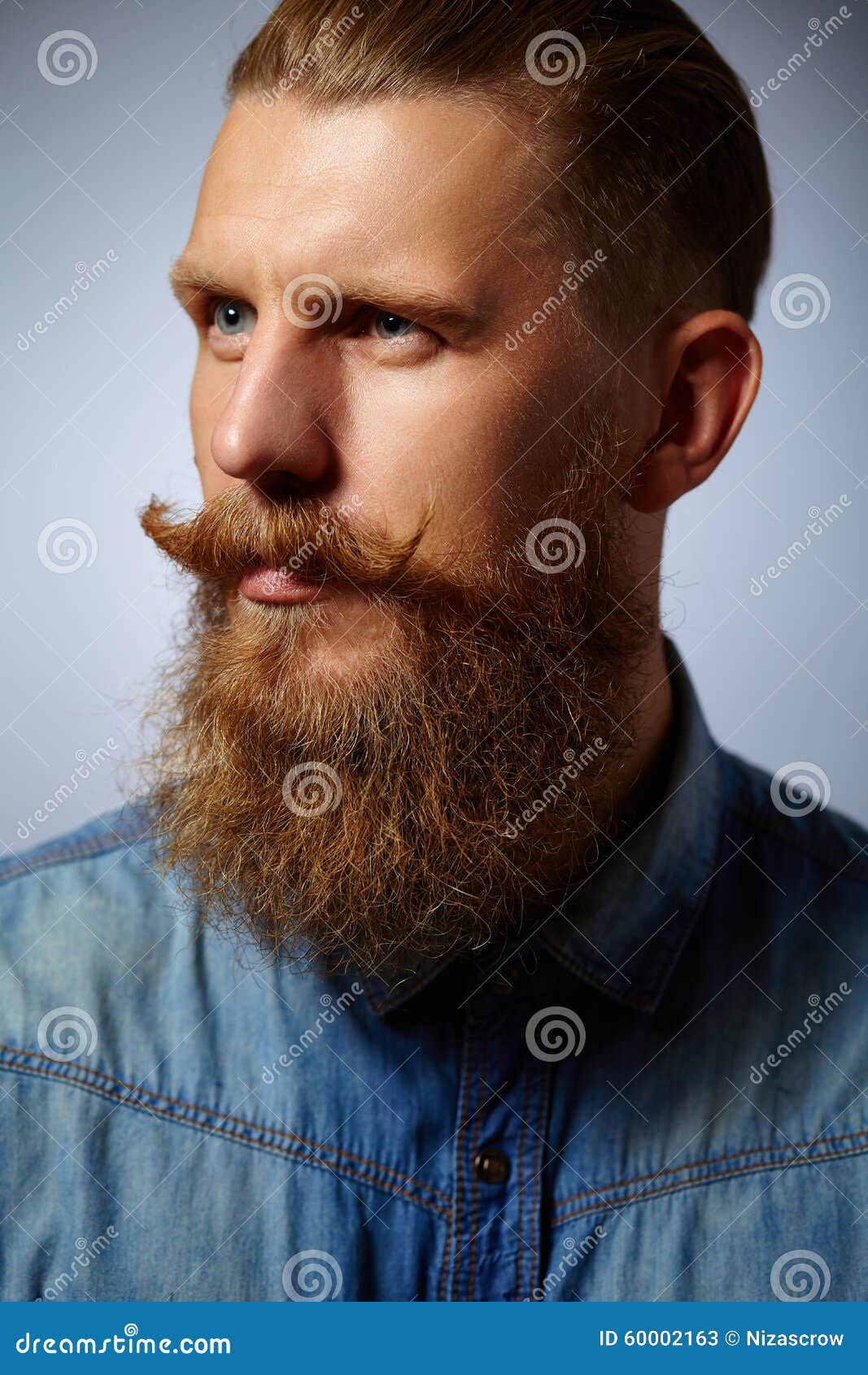 Bearded Man. Handsome Man with a Beard and Twirled Mustache. Stock ...
