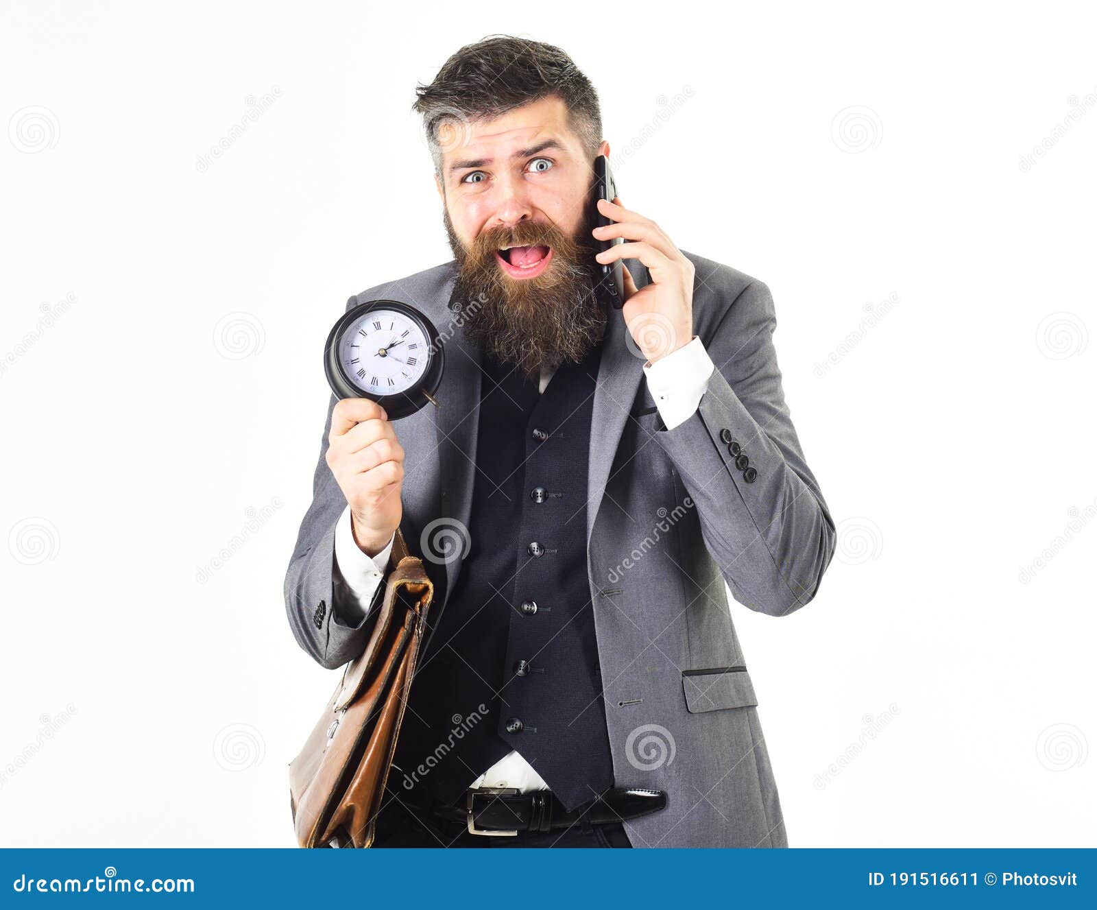 Bearded Man Has No Time Lack of Time Concept. Stock Image - Image of ...