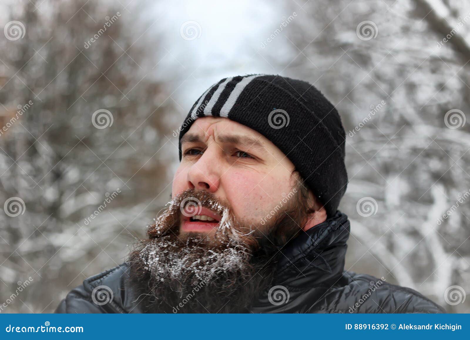Bearded man hat winter stock photo. Image of outdoor - 88916392