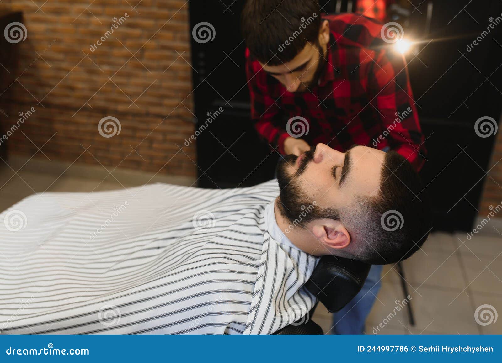 Bearded Man Bearded Male Vintage Barbershop Shaving Portrait Of