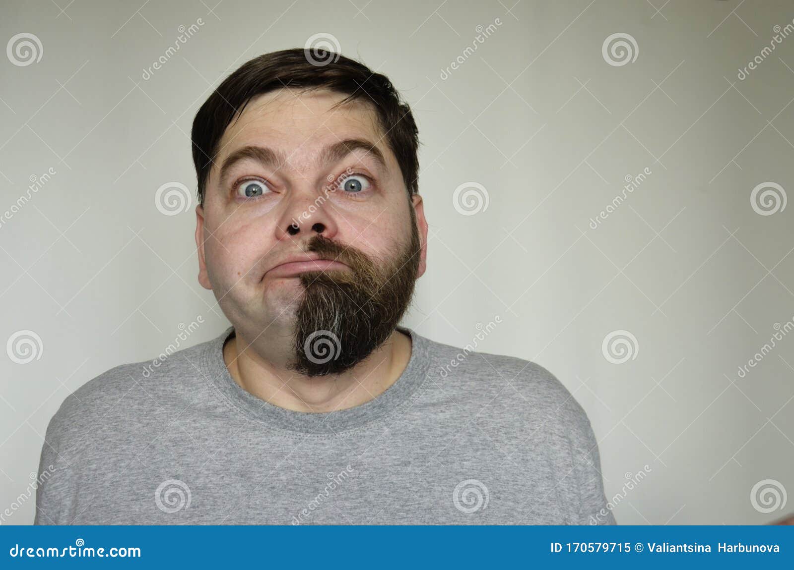 Bearded Man, Part of the Face without a Beard, Shaved Stock Image ...
