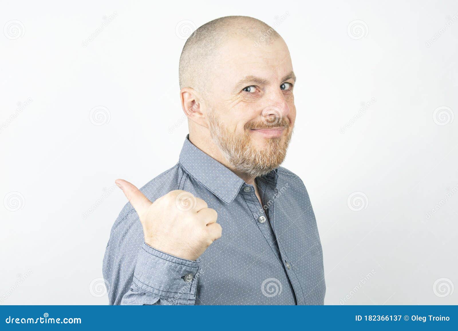 Bearded Man Pointing His Thumb Back Stock Image - Image of direction ...