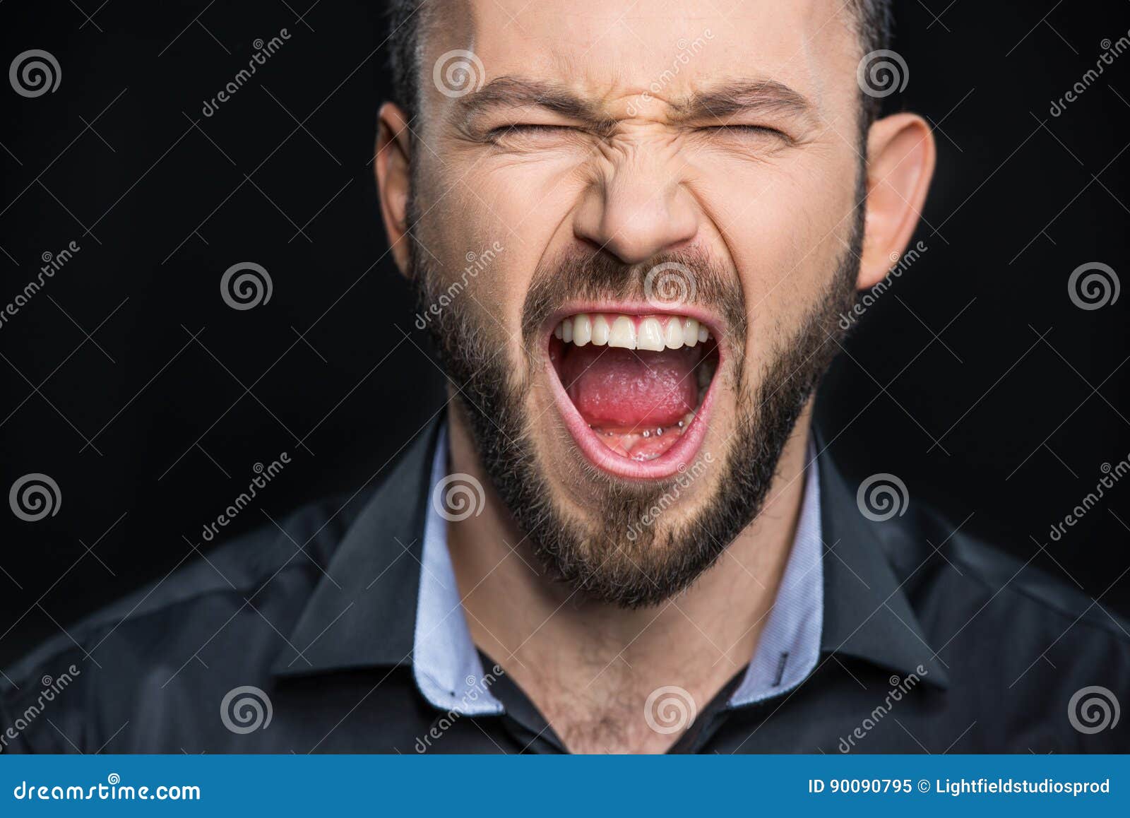 Bearded man screaming stock image. Image of handsome - 90090795