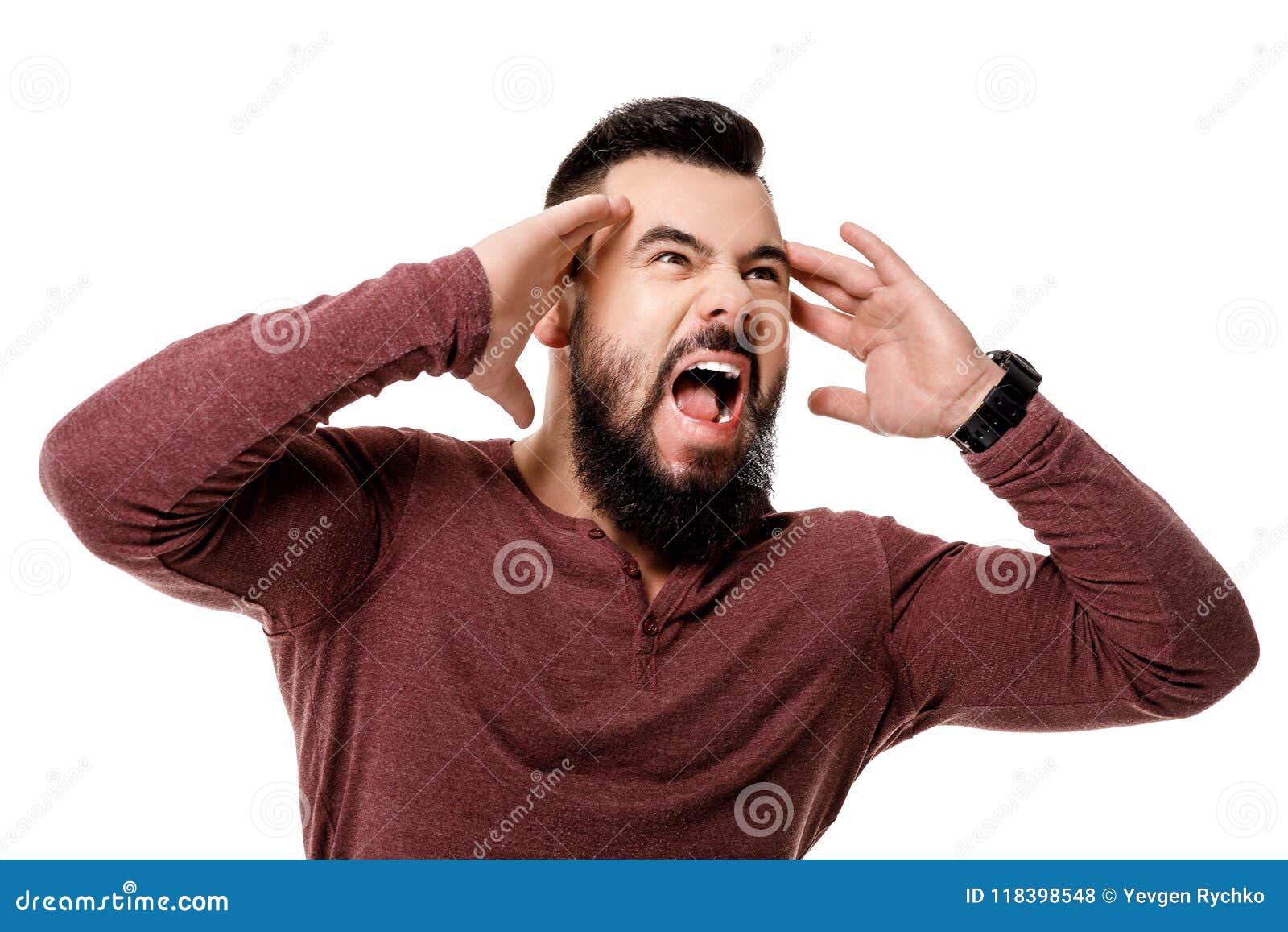 Bearded Man Screaming on White Background. Stock Photo - Image of ... Bearded Man Screaming on White Background. Stock Photo - Image of ...