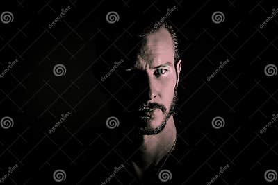 Bearded man in shadows stock photo. Image of year, face - 66044632