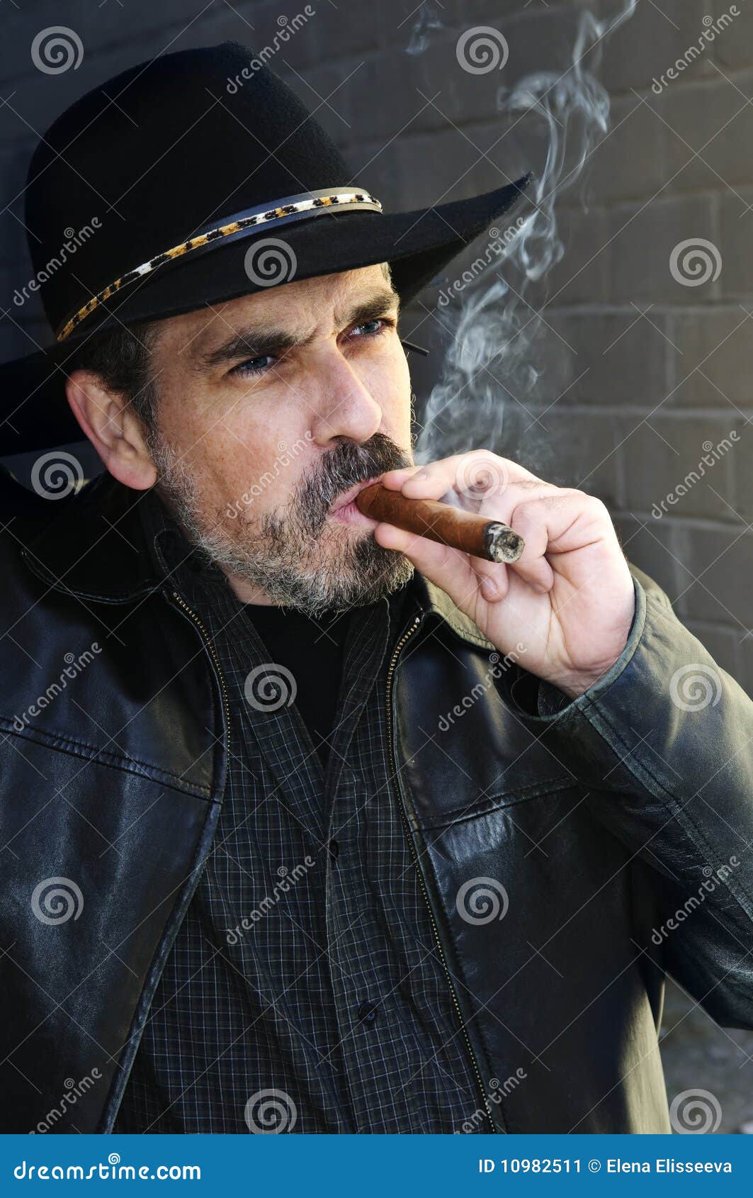 Bearded man smoking cigar stock image. Image of beard - 10982511